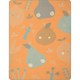 Biederlack Babydecke »Little Fruits« mit lustigen Früchten, Kuscheldecke orange/blau Obermaterial: 58% Baumwolle, 35% Polyacryl, 7% Polyester B/L:...