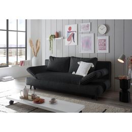ED EXCITING DESIGN Schlafsofa »Sunny« mit Bettkasten, Armteilverstellung & 2 Rückenkissen schwarz