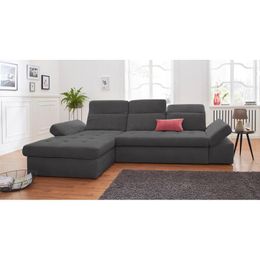 Sit & More SIT&MORE Ecksofa »Stardust L-Form« wahlweise mit Bettfunktion und Bettkasten anthrazit