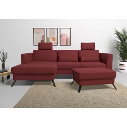Sit & More SIT&MORE Ecksofa »Olsen L-Form« inklusive Sitztiefenverstellung, wahlweise mit Bettfunktion, 15cm hoch bordeaux