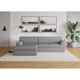 DOMO collection Ecksofa »Topper, elegant und zeitlos, kompaktes Stellmaß 245/155cm, L-Form« mit Recamiere, wahlweise mit Schlaffunktion weiß-grau