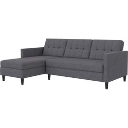 DOREL HOME Ecksofa »Hartford II« mit Bettfunktion und Stauraum, Recamiere beidseitig montierbar grau