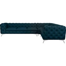 LEONIQUE Chesterfield-Sofa »Ecksofa GLYNIS L-Form mit Wellenunterfederung, Maße B/T/H 323/264/75cm« aufwändige Knopfheftung, moderne Chesterfield...