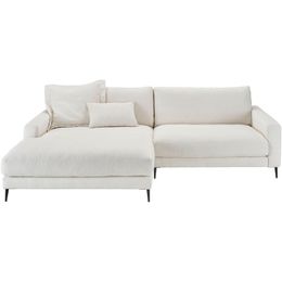 Inosign Ecksofa »Downtown, B/T/H: 272/190/84 cm L-Form« weicher Sitzkomfort auch in Cord und Bouclé, incl. Zierkissen weiß