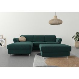 Sit & More SIT&MORE Ecksofa »Apulia L-Form« wahlweise Bettfunktion, Bettkasten und Kopf- und Armteilverstellung dunkelgrün