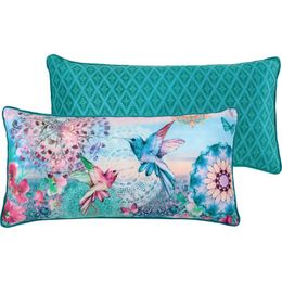 HIP Dekokissen &raquo;Ganesha&laquo; Mit F&uuml;llung, 1 St&uuml;ck, Mit Biese, 30x60, Wendeoptik, Weich, Bunt, Vogel aqua/aquablau/gr&uuml;n/multi + bedruckt Obermaterial:...