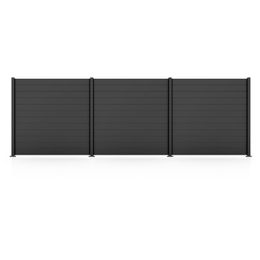 STAKET PRO Gartenzaun &raquo;Komplettzaun Paneel 150&laquo; LxH: 552, 6x187 cm, 3 Elemente &aacute; 180 cm Breite Anthrazit Struktur