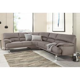 Trendmanufaktur Ecksofa &raquo;Cecilia II, in italienischen Design, bequem, hoher Sitzkomfort, L-Form&laquo; extrabreite Armlehnen f&uuml;r noch mehr Sitzkomfort braun