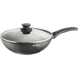 Pinti Inox PINTINOX Wok »Power« Aluminium 2-lagige Antihaftbeschichtung, mit Glasdeckel, Ø 30 cm, Induktion schwarz/transparent