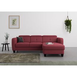 Sit & More SIT&MORE Ecksofa »Belluci L-Form« inklusive Federkern, wahlweise mit Bettfunktion und Bettkasten bordeaux