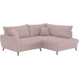 Ecksofa &raquo;Blackburn II L-Form&laquo; Wahlweise mit Kaltschaumpolsterung bis 140 kg belastbar rosa Stripes (92% Polyester / 8% Nylon)