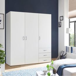Schlafkontor Drehtürenschrank »Harry Schlafzimmerschrank Bestseller in weiß« Kleiderschrank Garderobe mit 3 Schubkästen, in 2 Breiten Weiß