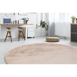 Calo-deluxe Fellteppich &raquo;Vogesen 212&laquo; rund 45 mm H&ouml;he Kunstfell, Wohnzimmer creme Obermaterial: 100% Polyester &Oslash; 160 cm 1 Stk.