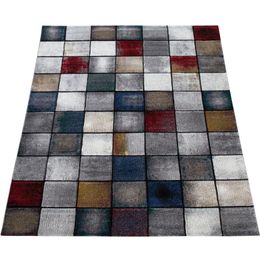 Paco Home L&auml;ufer &raquo;Smaragd 755&laquo; rechteckig 17 mm H&ouml;he Teppich-L&auml;ufer, Kurzflor mit Karo-Muster, ideal im Flur & Schlafzimmer mehrfarbig...