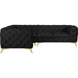 LEONIQUE Chesterfield-Sofa »Ecksofa GLYNIS L-Form mit Wellenunterfederung, Maße B/T/H 323/264/75cm« aufwändige Knopfheftung, moderne Chesterfield...