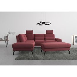 Sit & More SIT&MORE Ecksofa »Cinturo L-Form« inklusive Sitztiefenverstellung und Federkern, Sitzhöhe 48 cm bordeaux