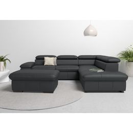 Home Affaire Ecksofa &raquo;Alberto L-Form&laquo; mit Kopfteilverstellung, wahlweise mit Bettfunktion schwarz Luxus-Microfaser Lederoptik (100% Polyester);Luxus-