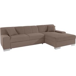 DOMO collection Ecksofa »Bero, elegant und zeitlos, flache Armlehnen, L-Form« fester Sitzkomfort, wahlweise mit Bettfunktion beige
