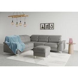 Sit & More sit&more Ecksofa &raquo;Sinatra L-Form&laquo; optional mit Kopfteilverstellung und Armteilfunktion grau 100% Polyester