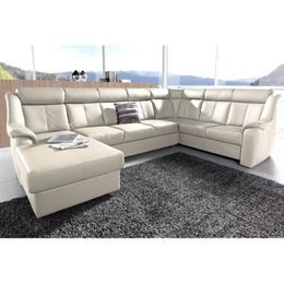 Sit & More sit&more Wohnlandschaft &raquo;Basel U-Form&laquo; wahlweise mit Relaxfunktion wei&szlig; Luxus-Microfaser Altara Nubuck (100% Polyester);Kunstleder SOFTLUX ;NaturLEDER