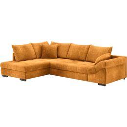 Ecksofa &raquo;Allegro DuraFlex, L-Form&laquo; Hochschl&auml;fer-Bettauszug, Kaltschaumpolsterung, bis 140 kg belastbar orange Dolce (100% Polyester)