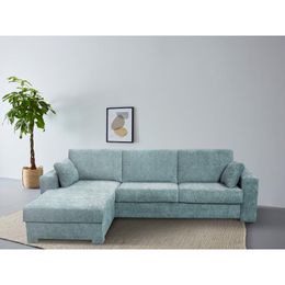 Home Affaire Ecksofa »Roma "L" Dauerschlaffunktion, mit Unterfederung« Matratzenhöhe 14cm, , Liegemaße ca 163x198 cm, L-Form eisblau