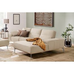 W.Schillig Ecksofa &raquo;run, Designsofa mit tollem Sitzkomfort, bequem, L-Form&laquo; mit elegantem Holzsockel, F&uuml;&szlig;e in Silber matt, Breite 299 cm beige 
