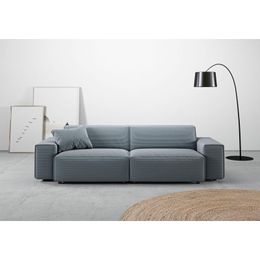 Andas Big-Sofa »Glimminge auch in Breitcord, Feincord + Easy care-Bezug, « besondere Kedernähte Zierkissen petrol