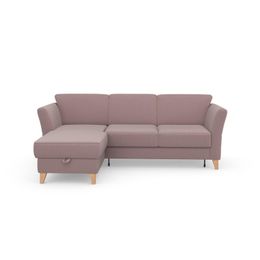 Sit & More SIT&MORE Ecksofa »Visby L-Form« Wahlweise mit Bettfunktion und Bettkasten, frei im Raum stellbar altrosa
