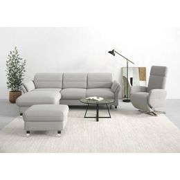 Sit & More SIT&MORE Ecksofa »Grenoble L-Form mit Federkern« wahlweise mit Bettfunktion, Bettkasten, Arm- und Kopfteilverstellung silver