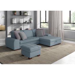 Sit & More SIT&MORE Ecksofa »Luxor L-Form« wahlweise mit Bettfunktion, Bettkasten und Kopfteilverstellung hellblau