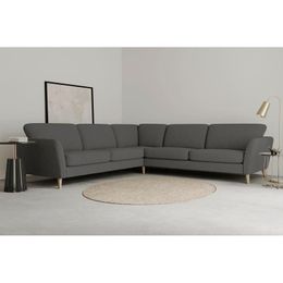 Home Affaire Ecksofa »MARSEILLE 278/278 cm, L-Form, Webstoff, Flachgewebe, Filzoptik« gleichschenklig, Massivholzbeine, Landhausstil,...