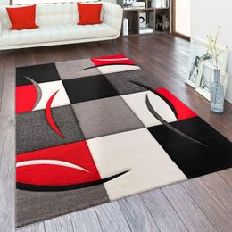 Paco Home Teppich &raquo;Diamond 665&laquo; rechteckig 17 mm H&ouml;he Karo Muster, 3D-Design, auch als L&auml;ufer, Wohnzimmer, Schlafzimmer rot Obermaterial: 100%...