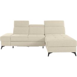 Inosign Ecksofa &raquo;Cardiz L-Form&laquo; inkl.Kopfteilverstellung und Federkern wahlweise mit Bettfunktion beige Webstoff (100% Polyester);Luxus-Microfaser 