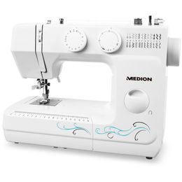 Medion Freiarm-Nähmaschine »(MD 18205), 60 Stichmuster, Freiarmnähmen, 60 Watt, 750 Stichen/min« Knopfloch- und Einfädelautomatik, Nählicht,...