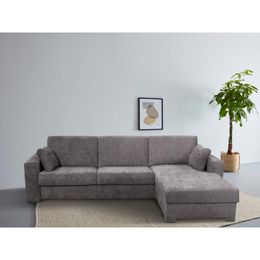 Home Affaire Ecksofa »Roma "L" Dauerschlaffunktion, mit Unterfederung« Matratzenhöhe 14cm, , Liegemaße ca 163x198 cm, L-Form schlamm