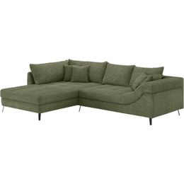 MR. COUCH Ecksofa »Portofino L-Form« 4 Bezugsqualitäten, 13, 5 cm hohe Metall-Profilfüße in matt-schwarz Stripes 8641 green