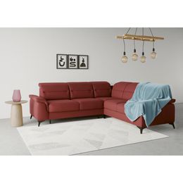 Sit & More SIT&MORE Ecksofa »Sinatra L-Form« optinal mit Kopfteilverstellung und Armteilfunktion, Metallfüße bordeaux