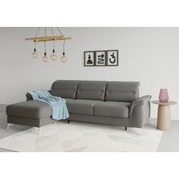 Sit & More SIT&MORE Ecksofa »Sinatra L-Form« mit Recamiere, optinal mit Kopfteilverstellung und Armteilfunktion grau