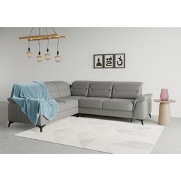Sit & More sit&more Ecksofa &raquo;Sinatra L-Form&laquo; optinal mit Kopfteilverstellung und Armteilfunktion, Metallf&uuml;&szlig;e grau 100% Polyester