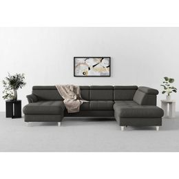 Sit & More SIT&MORE Wohnlandschaft »Marano U-Form« inklusive Kopfteilverstellung, wahlweise mit Bettfunktion, Bettkasten grau 94