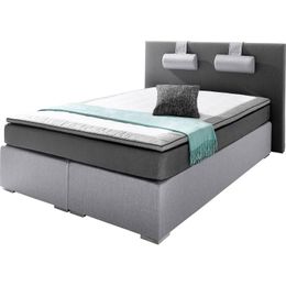 ATLANTIC HOME COLLECTION Boxspringbett &raquo;Rick&laquo; mit Bonnell-Federkernmatratze, inkl. Topper grau Das Kopfteil, die Obermatratze, die untere Box, die 