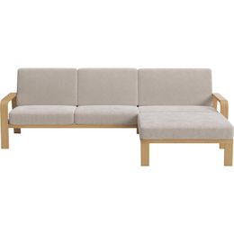 Sit & More sit&more Ecksofa &raquo;Kolding L-Form&laquo; Armlehnen aus Buchenholz in natur, verschiedene Bez&uuml;ge und Farben beige 100% Polyester