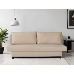 Inosign 3-Sitzer »SAWYER Schlafsofa mit Bettkasten und Wellenunterfederung« pflegeleichte Bezüge: Velvet & Struktur, B/T/H 193/86/83, 5 cm hellbeige