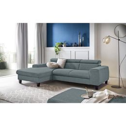 COTTA Ecksofa &raquo;Morven L-Form mit Kopfteilverstellung&laquo; wahlweise mit Bettfunktion, Bettkasten & Wireless-Charger grau Microfaser PRIMABELLE (100% 