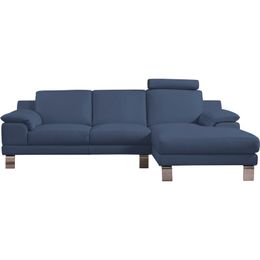 Egoitaliano Ecksofa &raquo;Shakira, Design und super Sitzkomfort auf hohem Niveau, tolle Details&laquo; mit Recamiere, L-Form, edle F&uuml;&szlig;e blau Leder &raquo;BULL&laquo; (echtes Rindsleder)