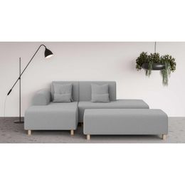 Inosign Ecksofa »Suyala« L-Form mit Hocker grau
