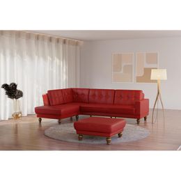 Sit & More SIT&MORE Ecksofa »Orient 5 L-Form« mit Strass-Stein, wahlweise mit Bettfunktion und Bettkasten loud red
