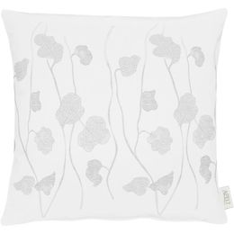 Apelt Dekokissen &raquo;1113&laquo; Kissenh&uuml;lle ohne F&uuml;llung, 1 St&uuml;ck silberfarben/wei&szlig; + gebl&uuml;mt Bezug: 70% Polyester, 30% Viskose B/L: 46 cm x 46 cm