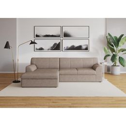 DOMO collection Ecksofa »Topper, elegant und zeitlos, kompaktes Stellmaß 245/155cm, L-Form« mit Recamiere, wahlweise mit Schlaffunktion braun-beige